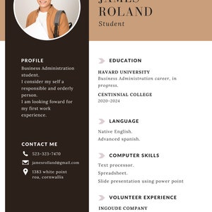 Student Resume Template, Professional CV Design, Modern Resume Layout ...