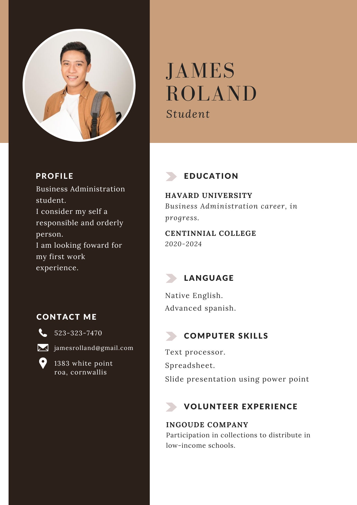 Student Resume Template, Professional CV Design, Modern Resume Layout ...