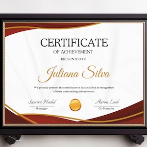 Printable Red Gold Certificate Template, Elegant Award Template ...