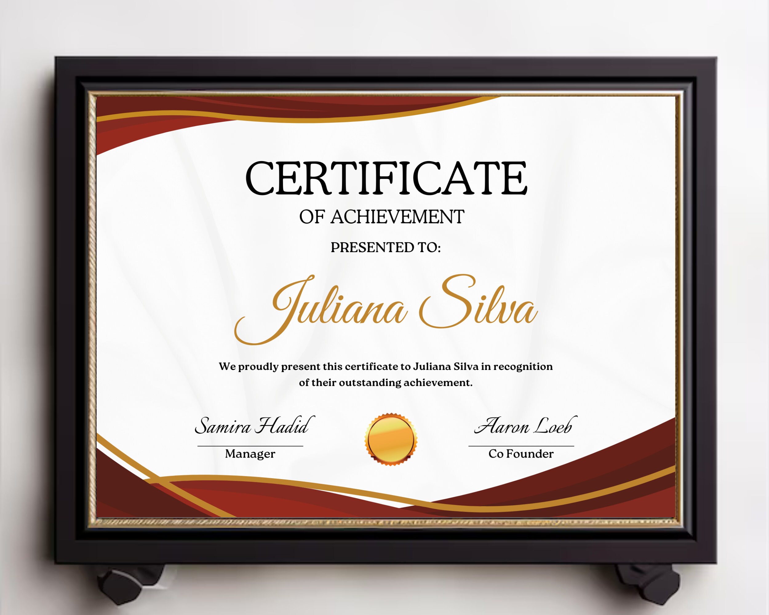 Printable Red Gold Certificate Template, Elegant Award Template ...