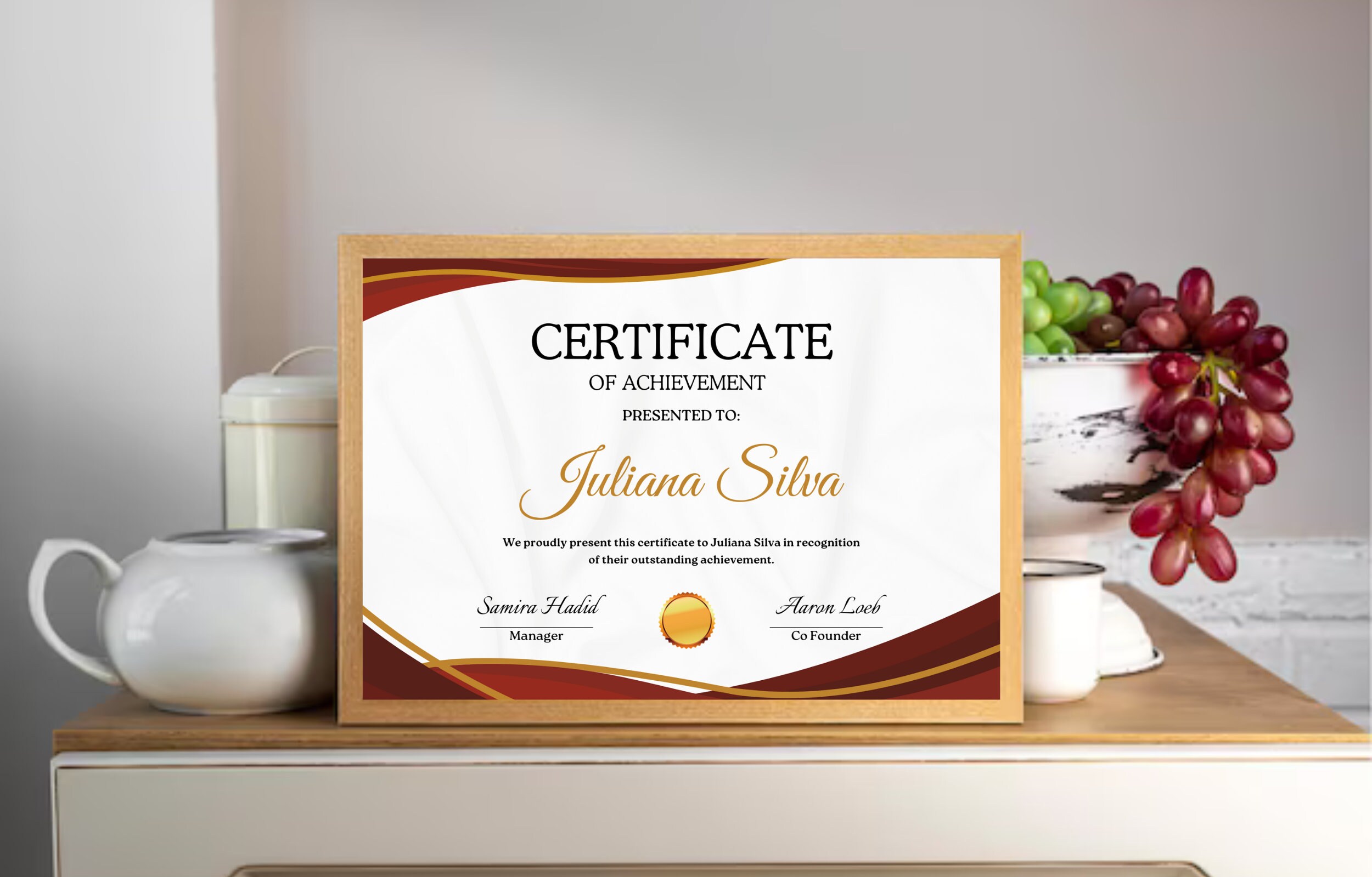 Printable Red Gold Certificate Template, Elegant Award Template ...