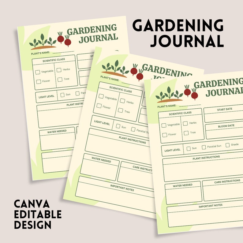 Green Botanical Gardening Journal Planner, Nature Inspired Sketchbook ...