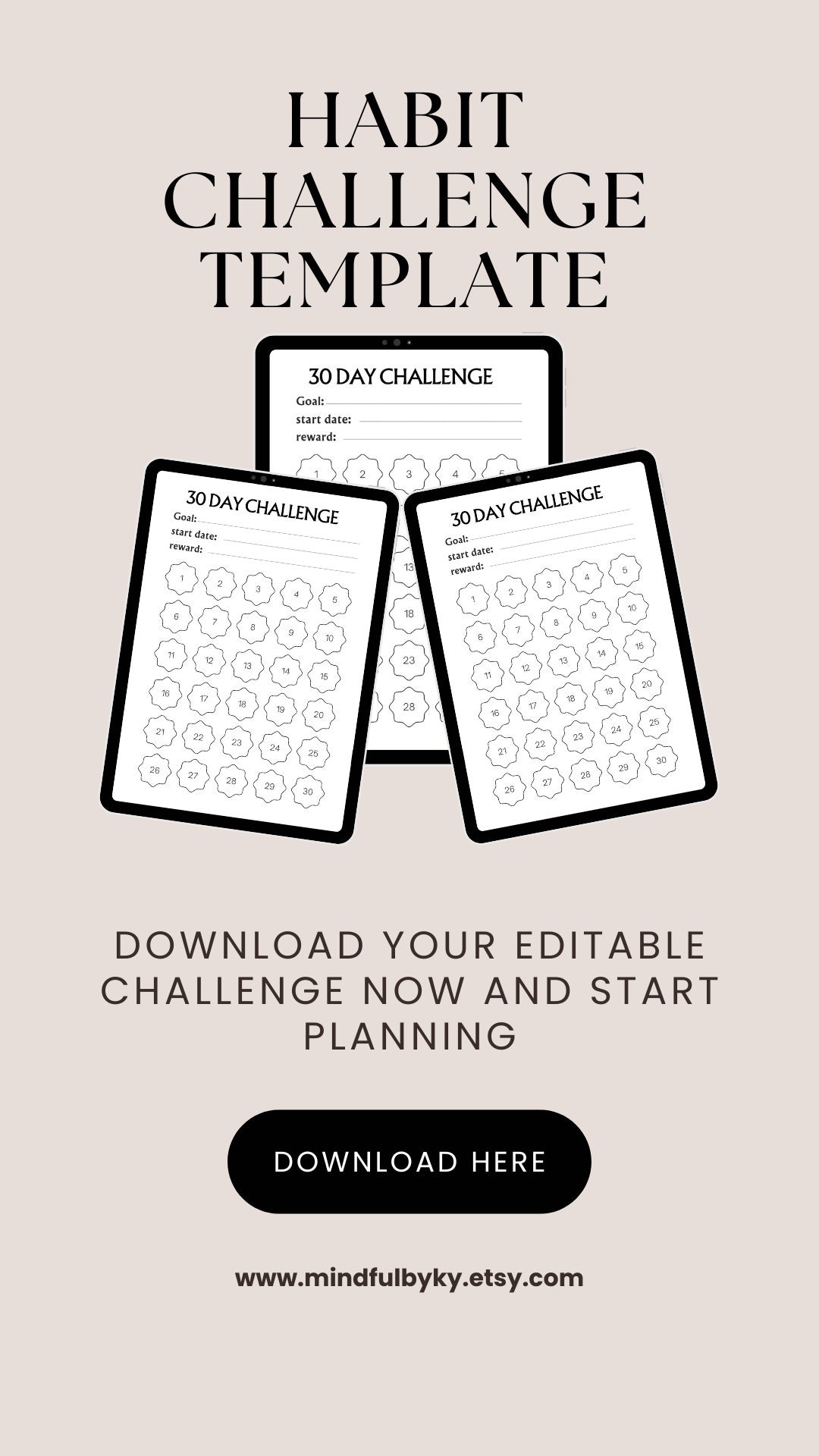 Simple Habit Tracker A4 Document, 30 Day Challenge Tracker, Printable ...