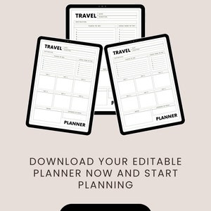 Modern Travel Itinerary Planner, Bold Agenda Organizer, Planner Journal ...