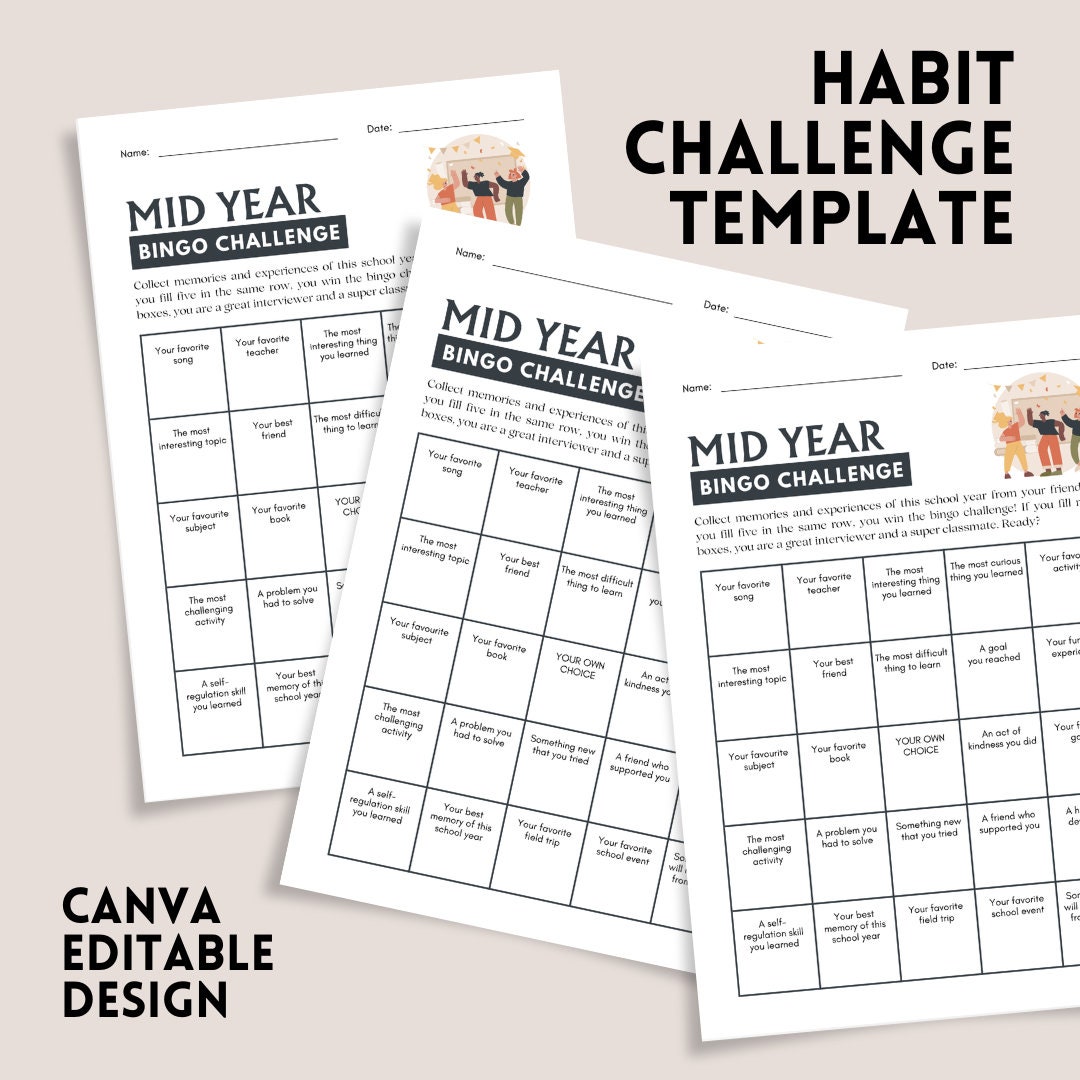 Year-end Bingo Challenge Sheet, White Color Scheme, Minimalist Design ...