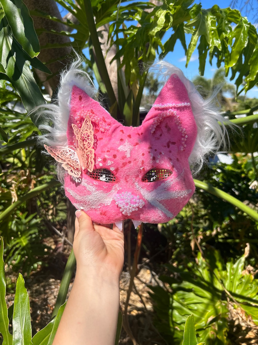 New Unique Pink Butterfly Therian Mask, Furry Masks, Animal Masks ...