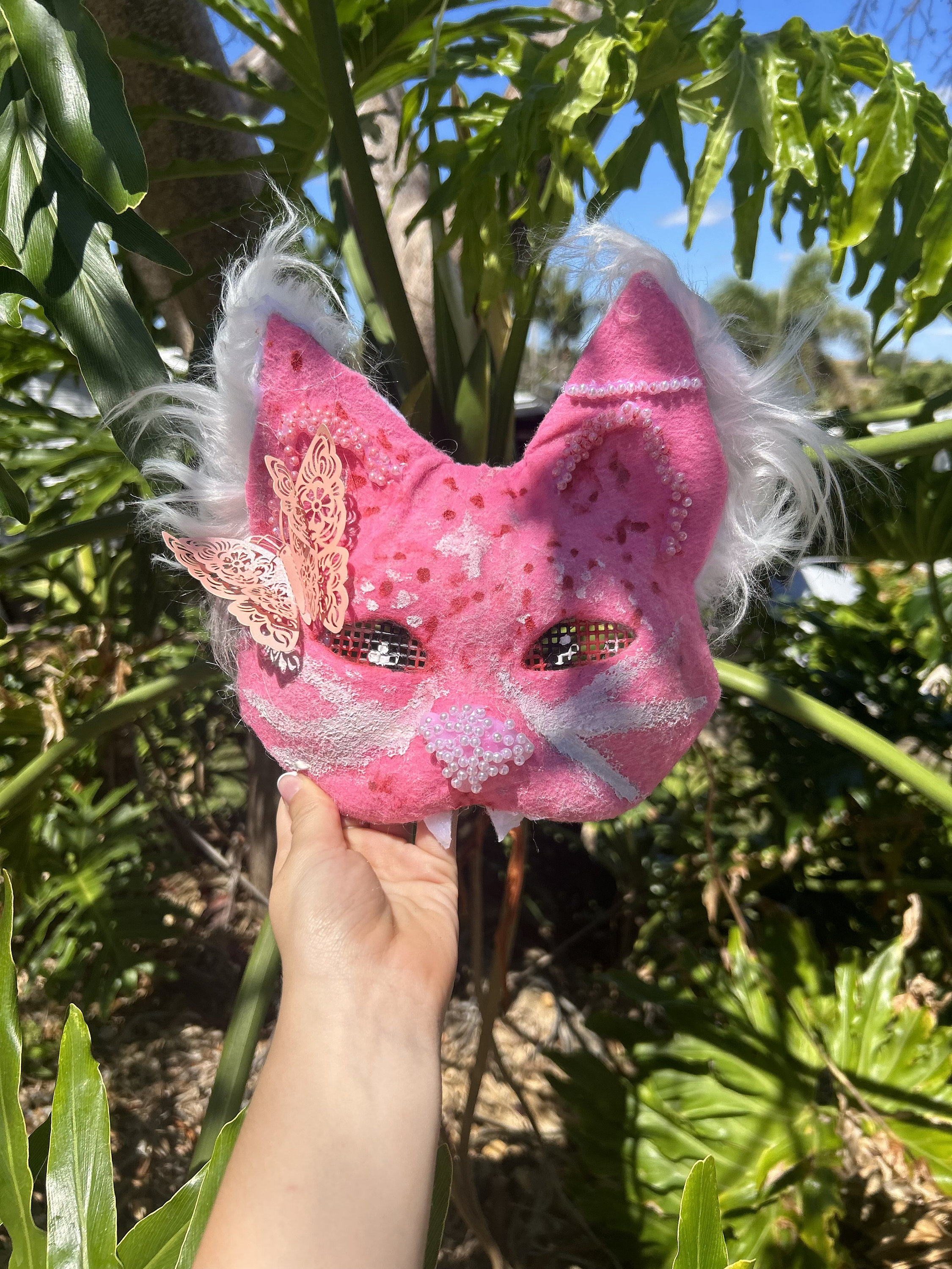 New Unique Pink Butterfly Therian Mask, Furry Masks, Animal Masks ...