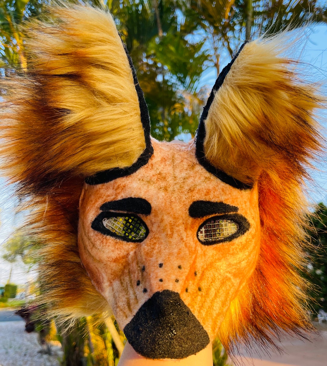Rare Orange FOX Therian Mask . Fluffy Furry Masks Hand Painted. Animal ...