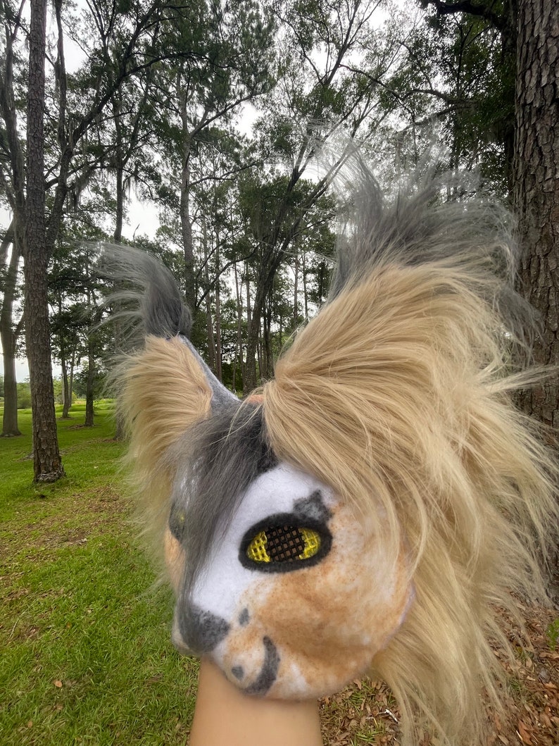 Rare Lynx Therian Mask . Fluffy and Furry Masks Hand Painted. Animal ...
