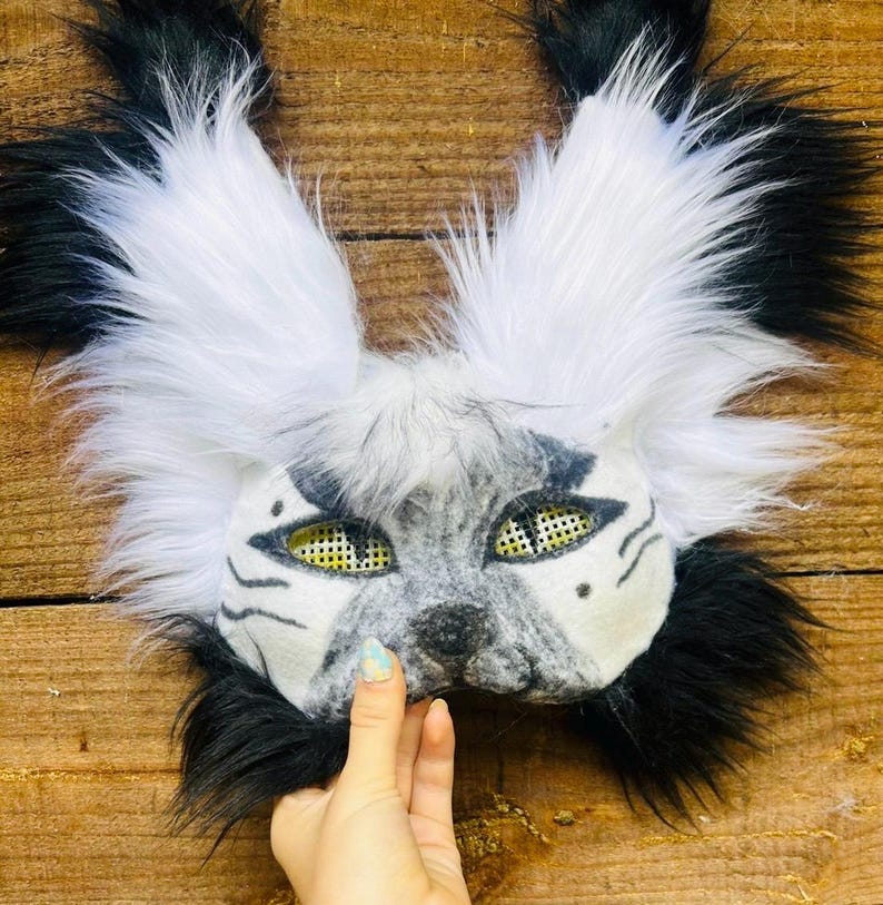 Rare Lynx Therian Mask . Fluffy and Furry Masks Hand Painted. Unique ...