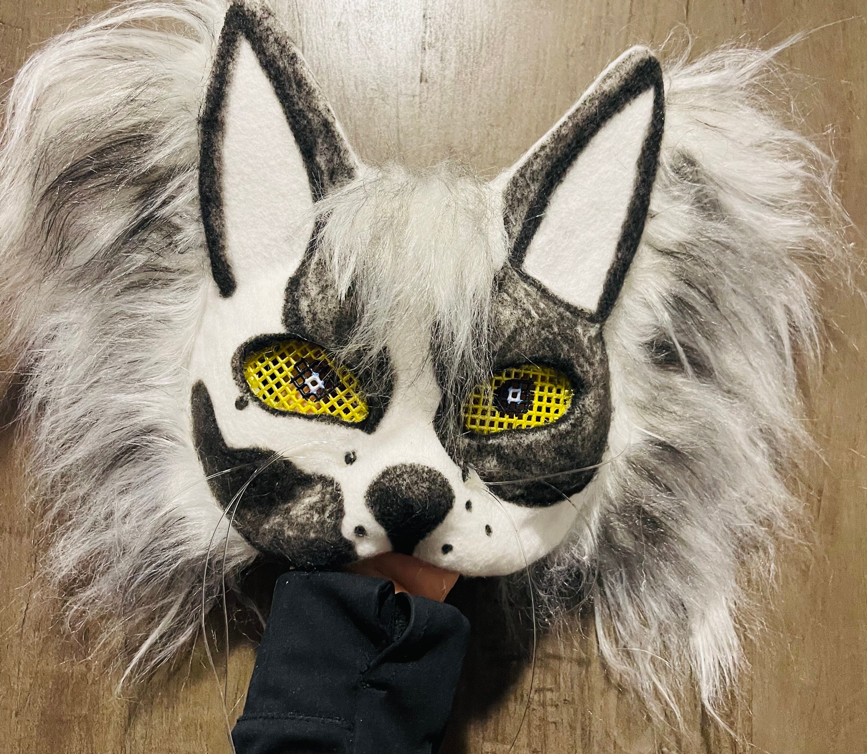 Rare CAT Therian Mask . Fluffy and Furry Masks Hand Painted. Animal ...