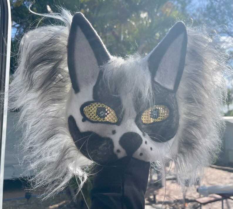 Rare CAT Therian Mask . Fluffy and Furry Masks Hand Painted. Animal ...