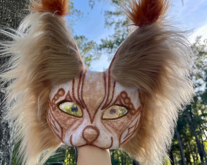Rare Lynx Therian Mask . Fluffy and Furry Masks Hand Painted. Animal ...