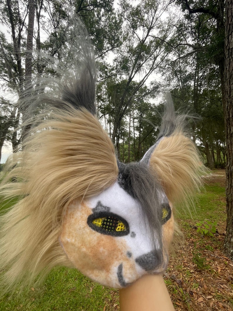 Rare Lynx Therian Mask . Fluffy and Furry Masks Hand Painted. Animal ...