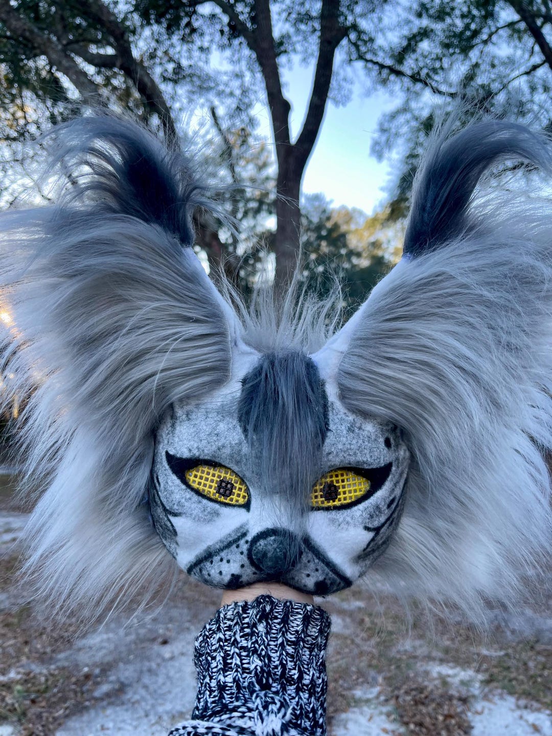 Rare Lynx Therian Mask . Fluffy and Furry Masks Hand Painted. Unique ...
