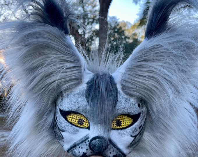 Rare Lynx Therian Mask . Fluffy and Furry Masks Hand Painted. Unique ...
