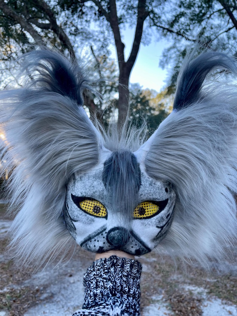 Rare Lynx Therian Mask . Fluffy and Furry Masks Hand Painted. Unique ...