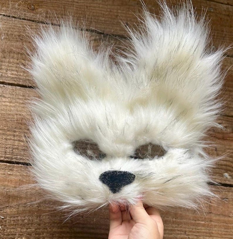 Rare Artic FOX Therian Mask . Fluffy and Furry Masks Hand Painted ...