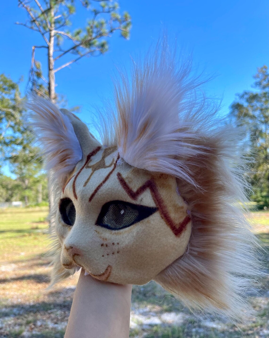 Rare CAT Therian Mask . Fluffy and Furry Masks Hand Painted. Unique ...