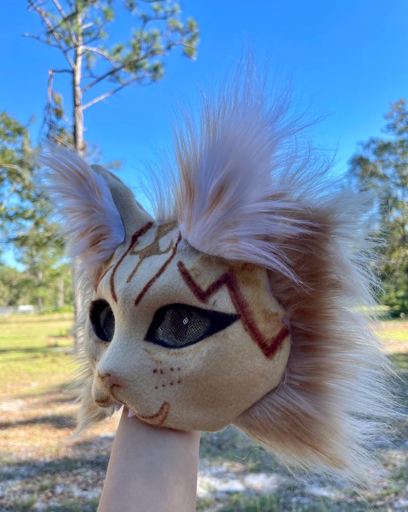 Rare CAT Therian Mask . Fluffy and Furry Masks Hand Painted. Unique ...