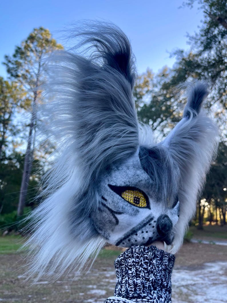 Rare Lynx Therian Mask . Fluffy and Furry Masks Hand Painted. Unique ...
