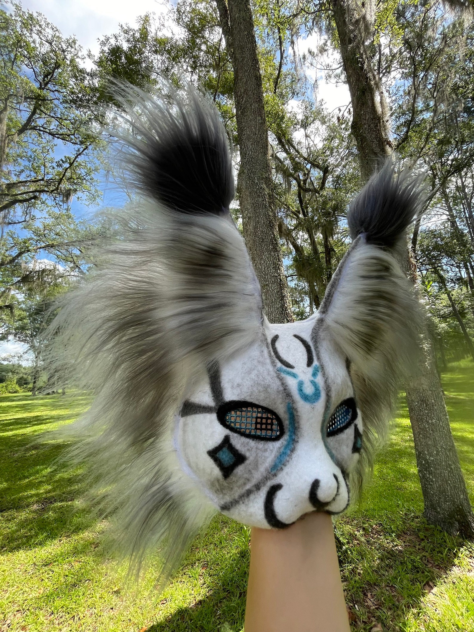 Rare Lynx Therian Mask . Fluffy and Furry Masks Hand Painted. Unique ...