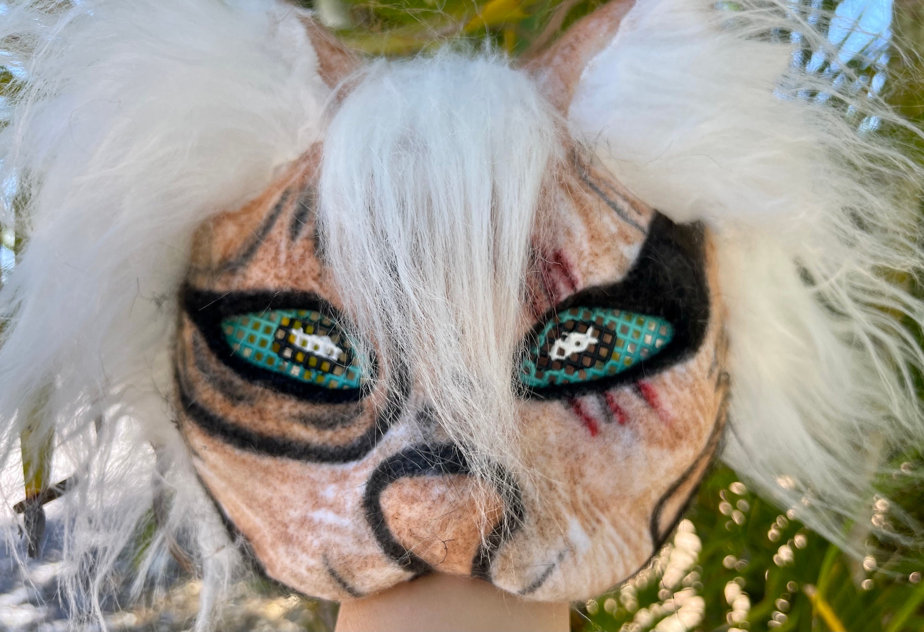 Calico Cat Therian Fluffy Fur Mask hand Painted . Furry Masks. Animal ...