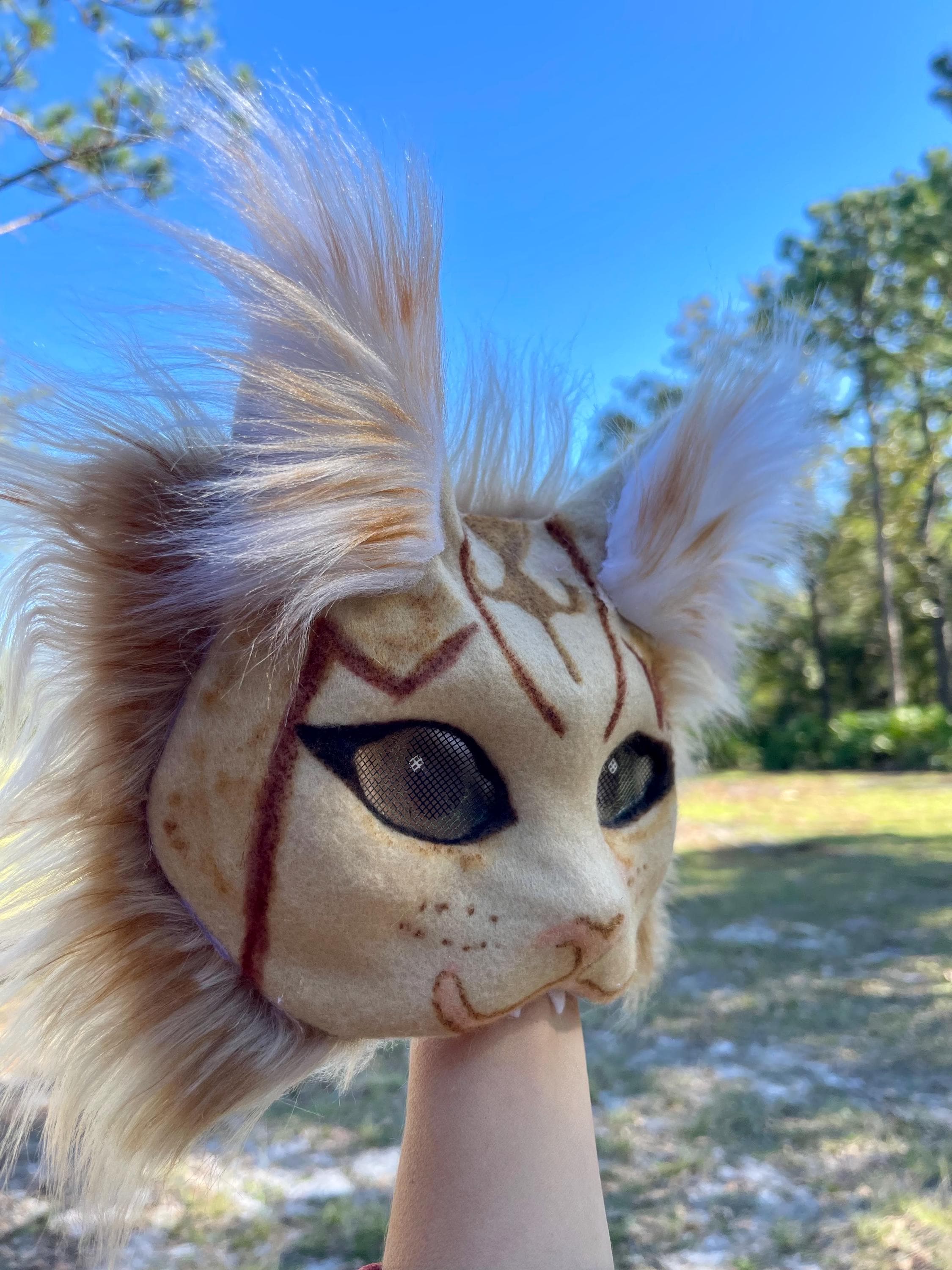 Rare CAT Therian Mask . Fluffy and Furry Masks Hand Painted. Unique ...