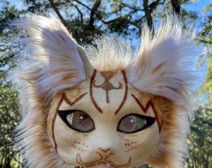 Rare CAT Therian Mask . Fluffy and Furry Masks Hand Painted. Unique ...