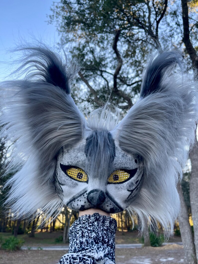Rare Lynx Therian Mask . Fluffy and Furry Masks Hand Painted. Unique ...