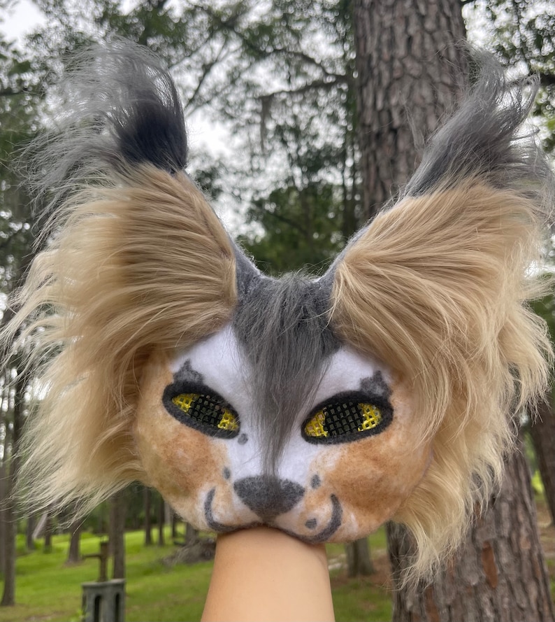 Rare Lynx Therian Mask . Fluffy and Furry Masks Hand Painted. Animal ...