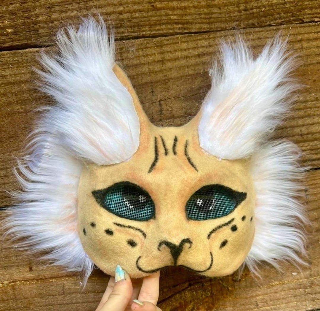 Rare CAT Therian Mask . Fluffy and Furry Masks Hand Painted. Unique ...