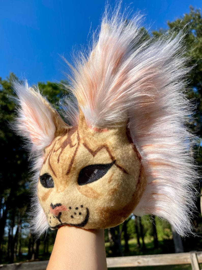 Rare CAT Therian Mask . Fluffy and Furry Masks Hand Painted. Unique ...