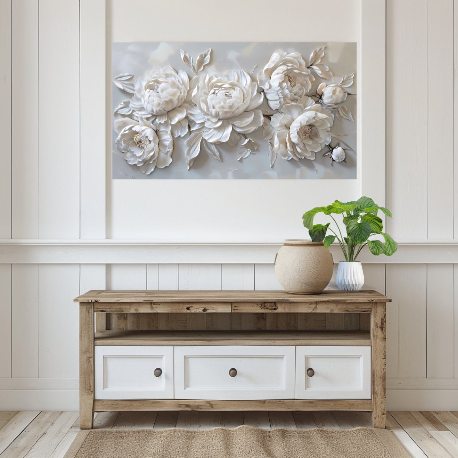 White Peonies Ceramic Porcelain Flowers Frame TV Art | Samsung Frame TV ...