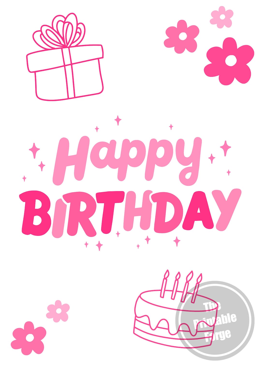 Pink Birthday Card Printable - Etsy