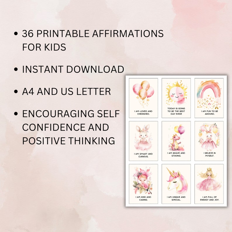Printable Affirmation Cards for Kids, Princess Theme, 36 Printable ...
