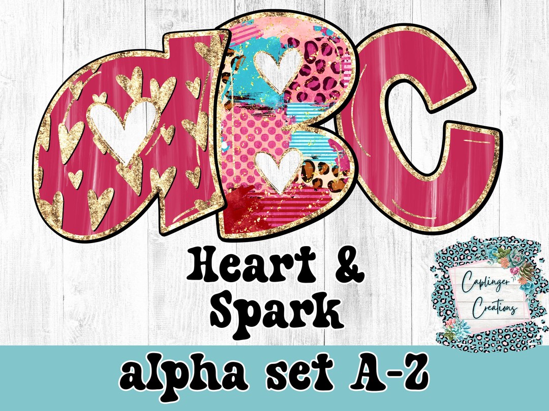 Heart & Spark Alpha Set FONT A-Z | TYPEABLE FONT - Etsy