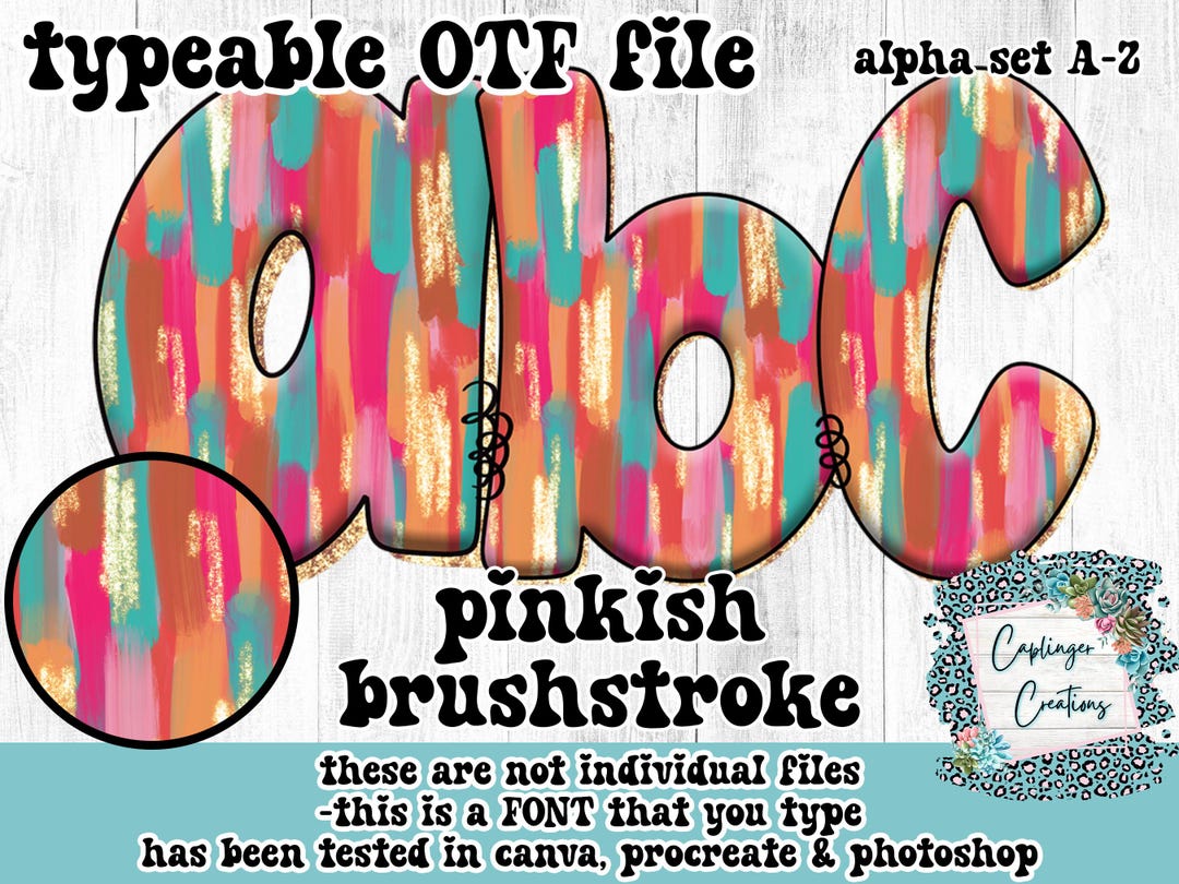 Pinkish Brushstroke Alpha FONT A-Z TYPEABLE FONT - Etsy
