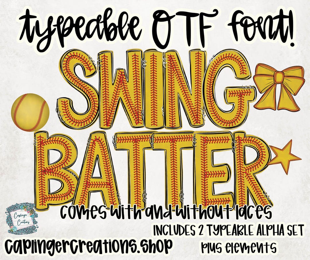 Swing Batter Softball - Alpha Font A-Z, 0-9 - 1 Full Set| TYPEABLE OTF ...