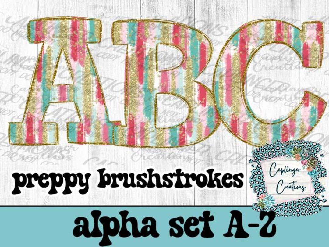 Preppy Brushstroke Alpha Set A-Z | 300 DPI Digital Download PNG - Etsy