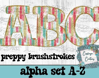 Preppy Messy Paint Alpha Set A-Z 300 DPI Digital Download PNG - Etsy
