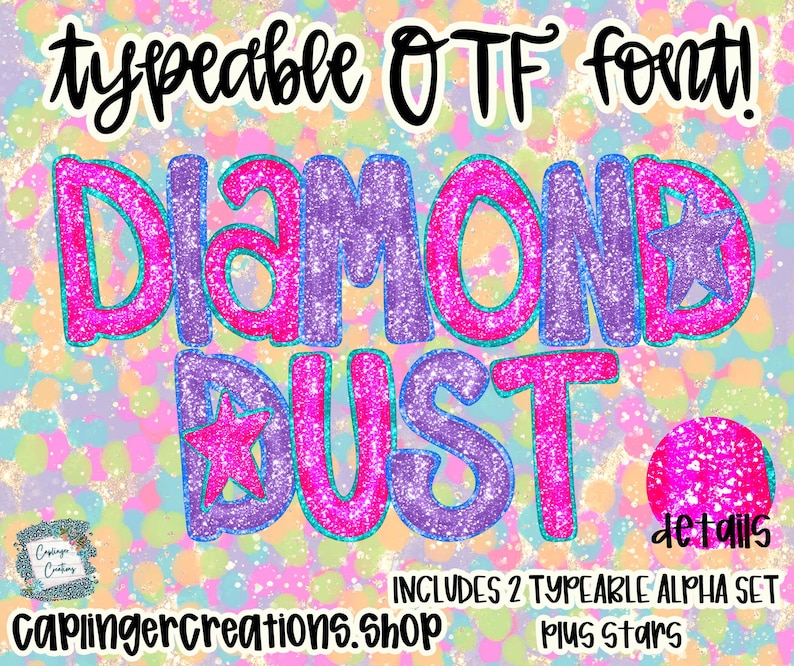 Diamond Dust - Faux Glitter - Hand Drawn - 2 Full Alpha Sets| TYPEABLE ...