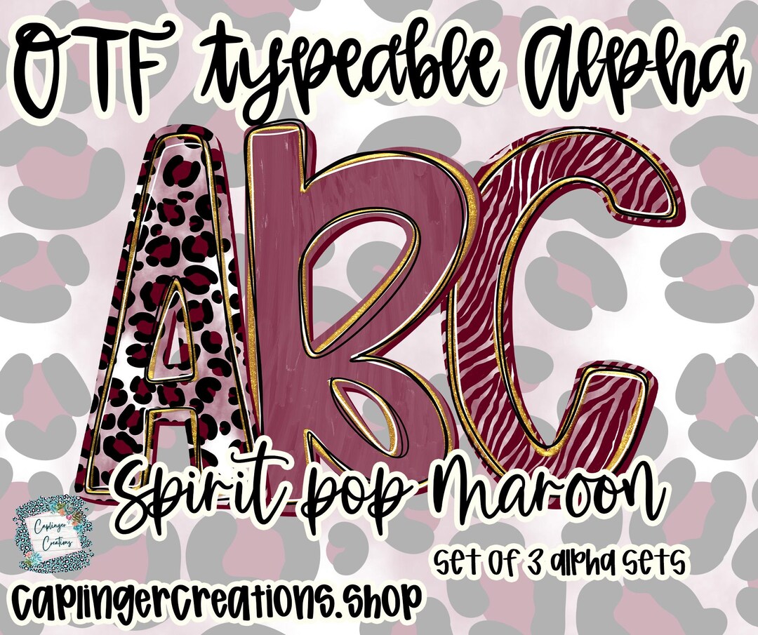 Maroon - Spirit Pop - Alpha Font A-Z, 0-9 - 1 Full Set| TYPEABLE OTF ...