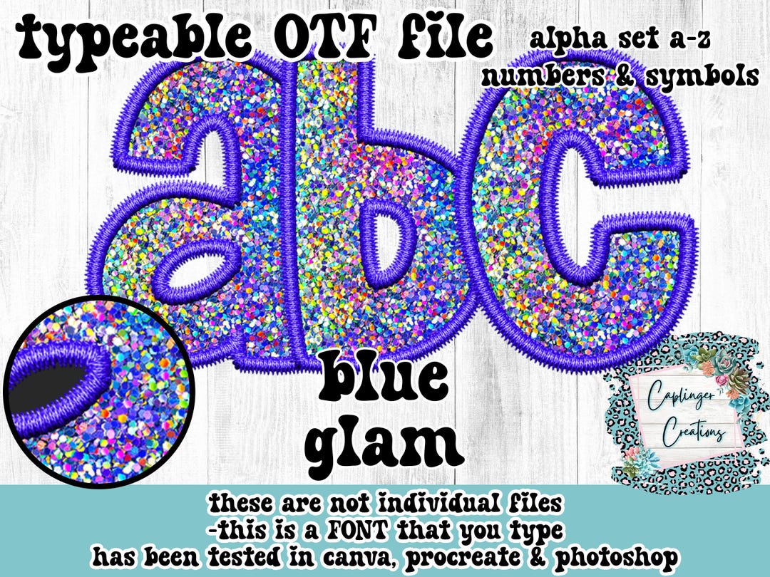Blue Glam Faux Embroidery Sequin Alpha FONT A-Z | TYPEABLE FONT - Etsy