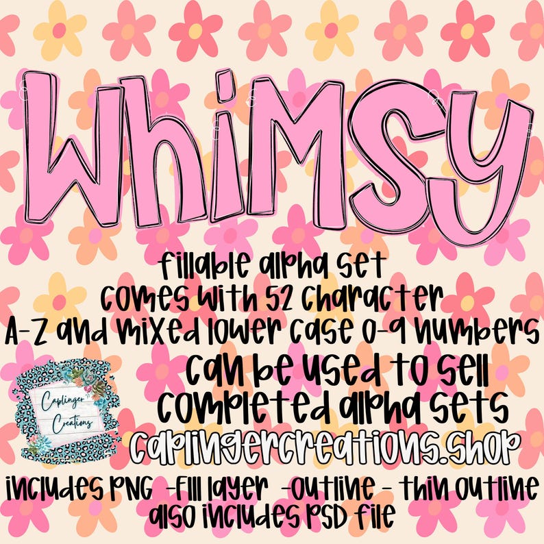 Fillable Alpha Set - WHIMSY - PNG – A-Z, a Mix of Lowercase & Numbers ...