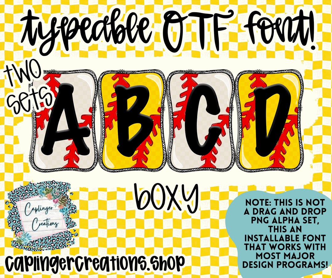 Boxy - Baseball and Softball - Alpha FONT A-Z | TYPEABLE FONT - Etsy