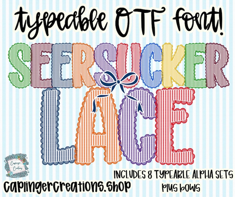 Seersucker Lace - 8 Full A-Z, Numbers Alpha Sets | TYPEABLE OTF FONT - Etsy