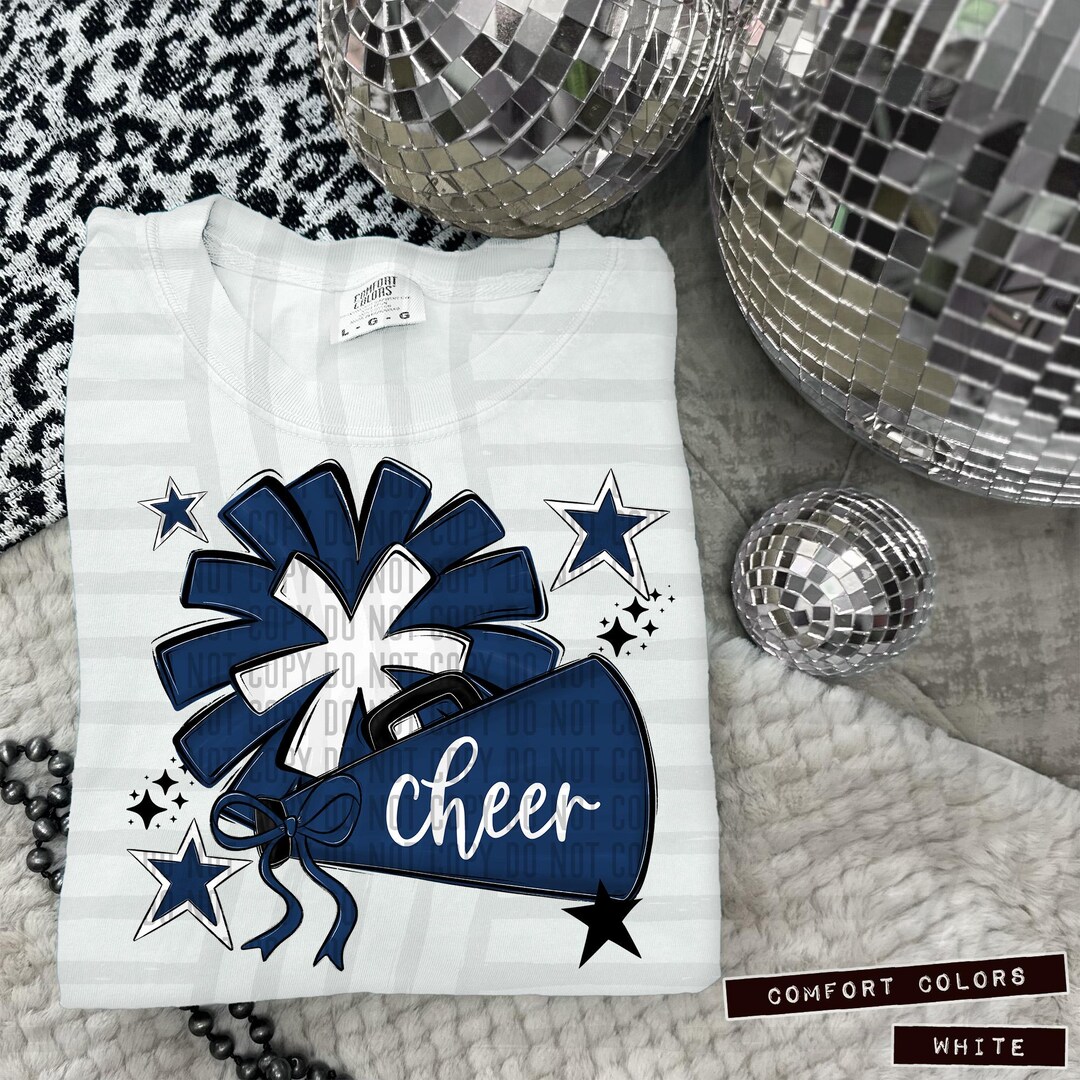 Cheer - NAVY - Pom/megaphone/stars | 300 DPI Digital Download PNG - Etsy