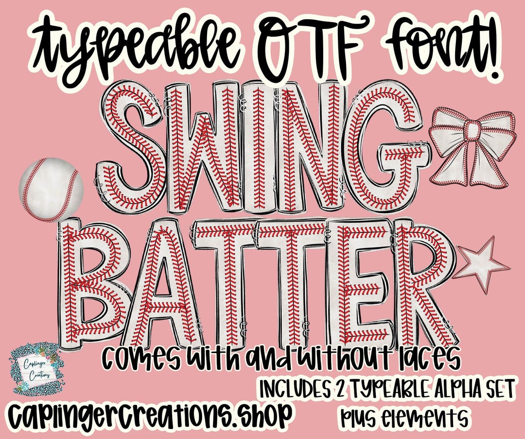 Swing Batter Baseball - Alpha Font A-Z, 0-9 - 1 Full Set| TYPEABLE OTF ...