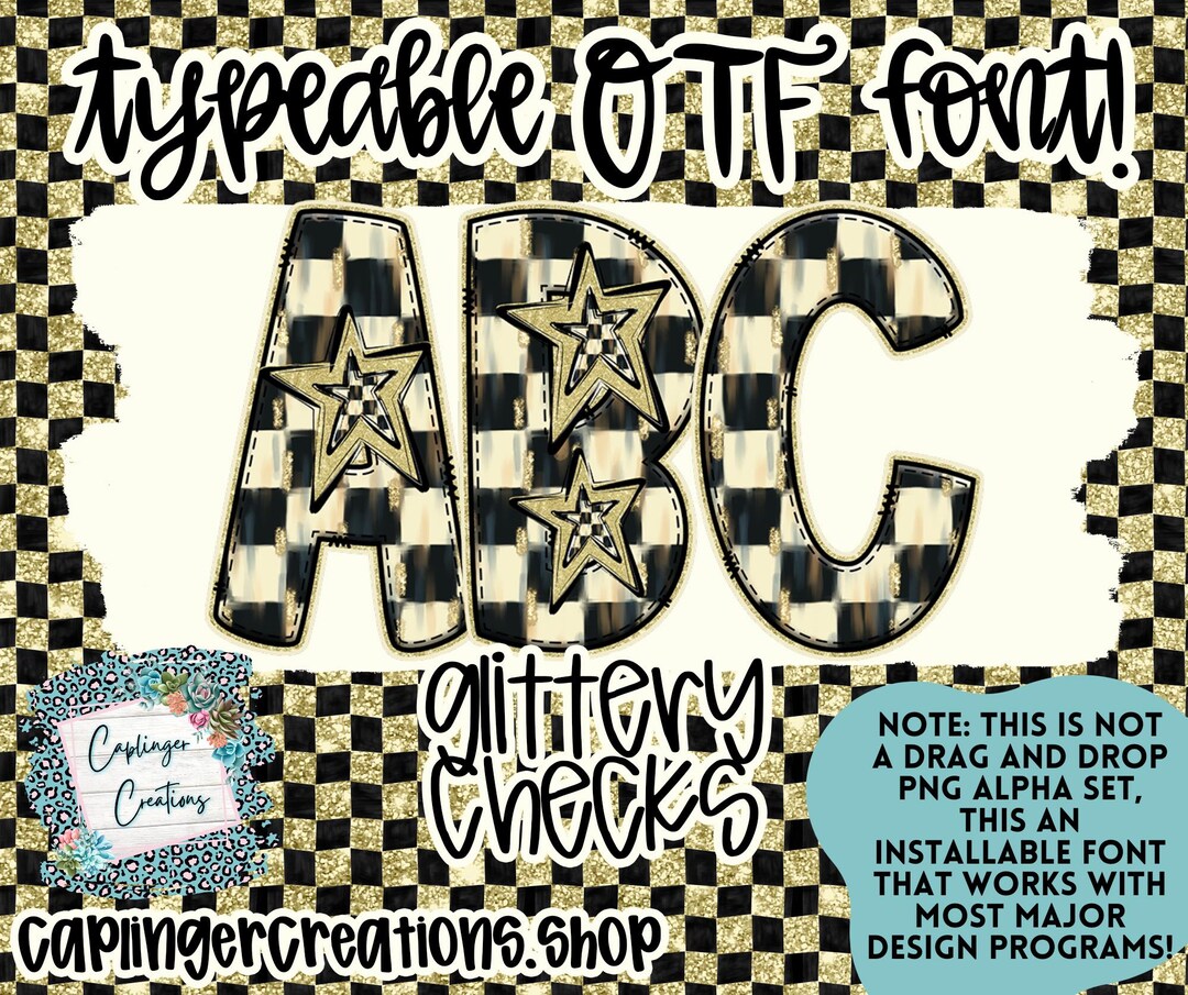 Glittery Checks - Alpha FONT A-Z Numbers and Symbols | TYPEABLE FONT - Etsy